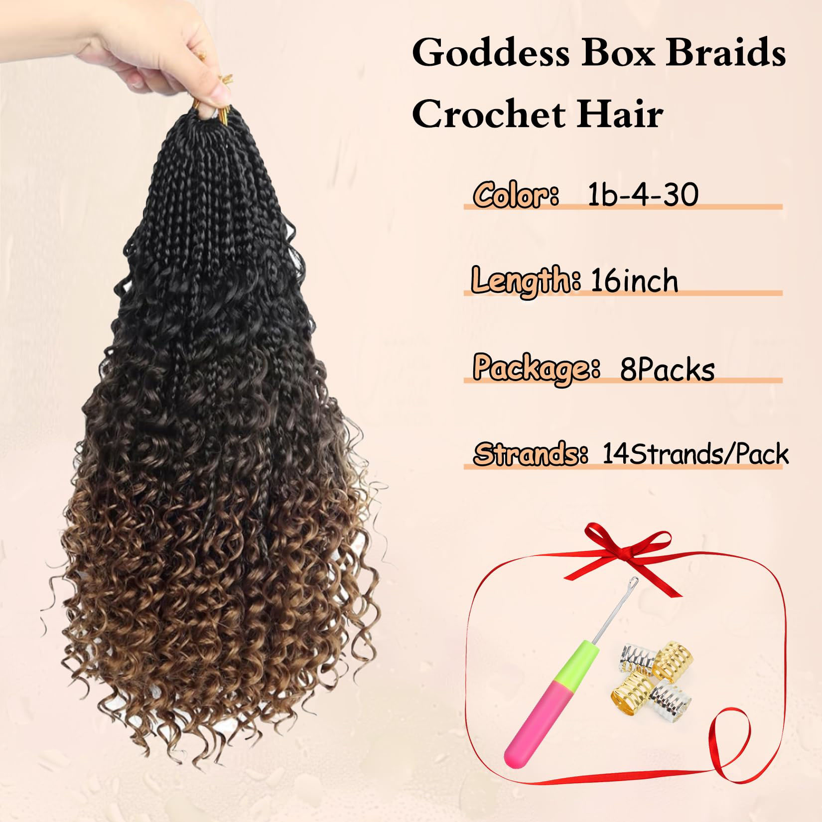 GetUSCart- Boho Box Braids Crochet Hair 16 Inch Goddess Braids Crochet ...