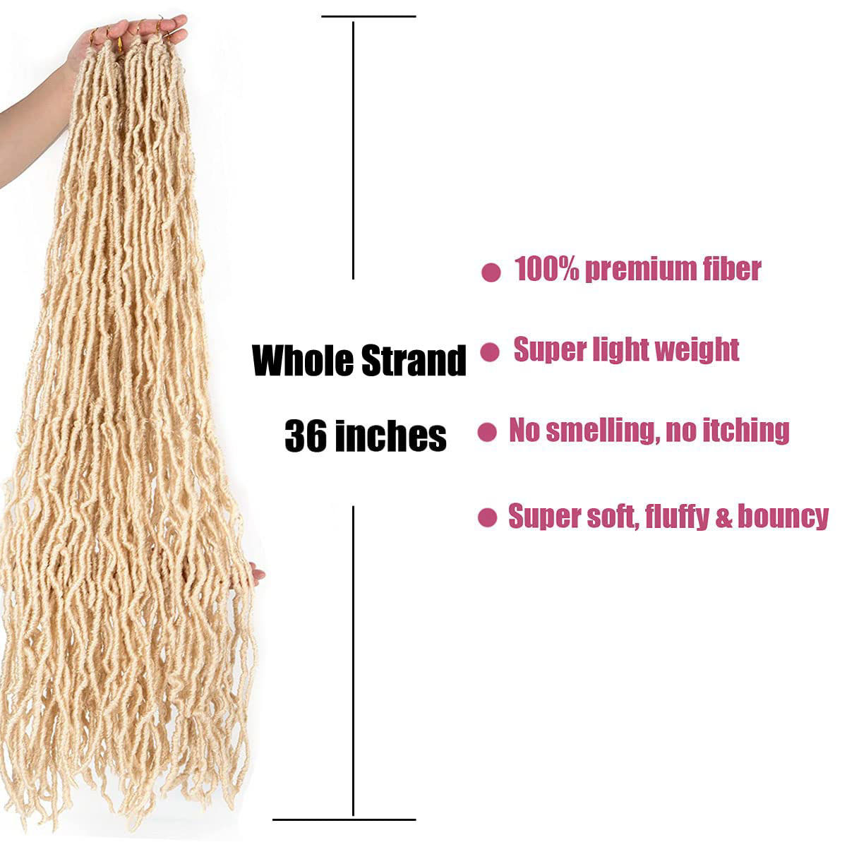 GetUSCart- 36 Inch 1 Packs Soft Locs Blonde 613 Color Crochet Hair Pre ...