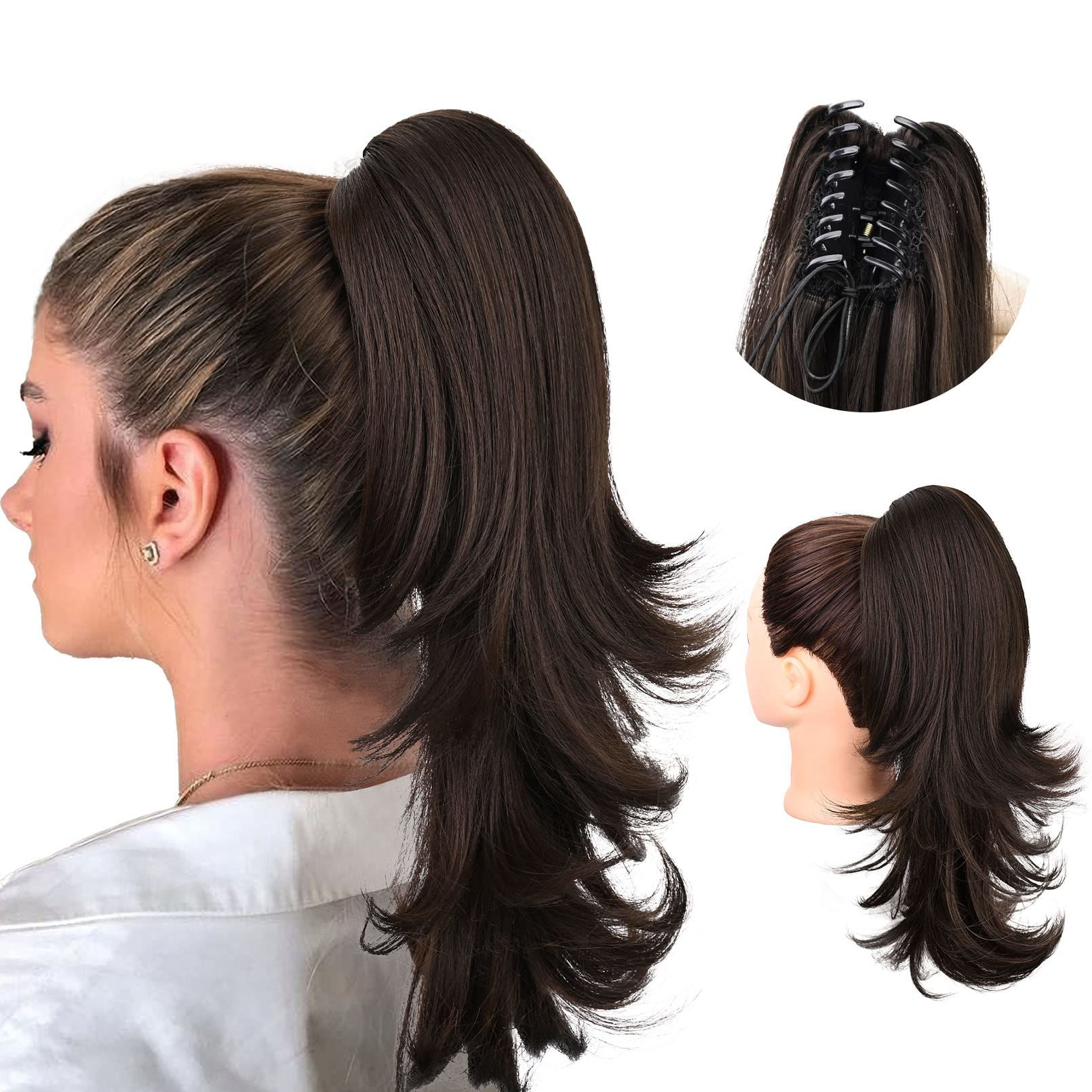 GetUSCart- SEIKEA 18" Ponytail Extension Claw Long Curly Wavy Thick Jaw ...