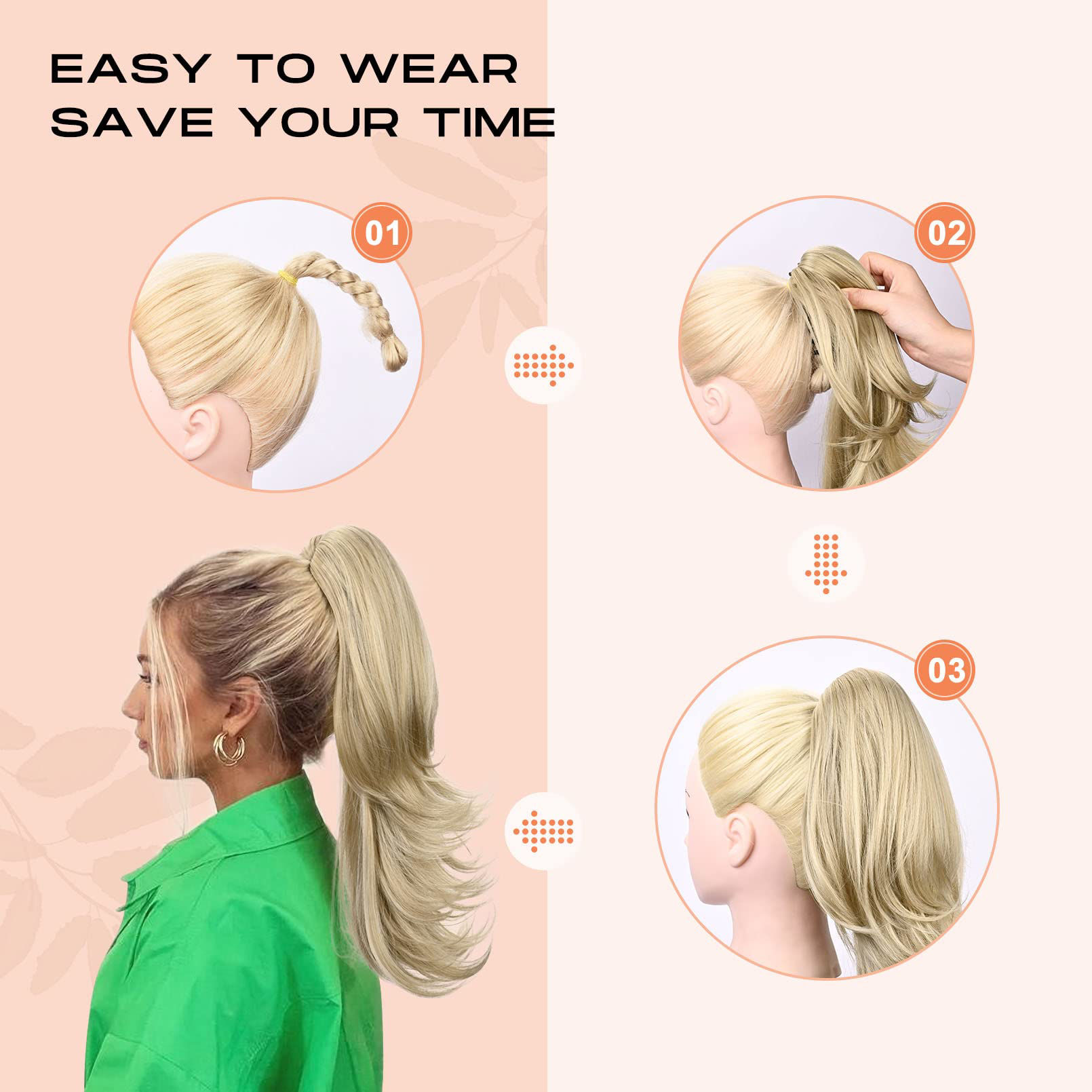 GetUSCart- SEIKEA 18" Ponytail Extension Claw Long Curly Wavy Thick Jaw ...