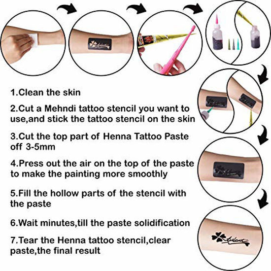 GetUSCart- Henna Tattoos Kits - 6 Black Temporary Henna Tattoo Paste ...