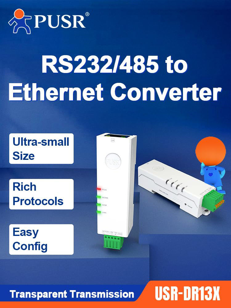 GetUSCart- PUSR Din Rail “Lipstick” RS485 to Ethernet Serial Device Server Modbus Gateway Modbus ...