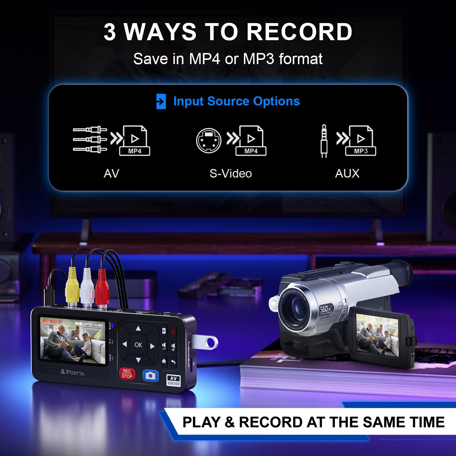 GetUSCart- Portta VHS to Digital Converter, Video to Digital Recorder ...