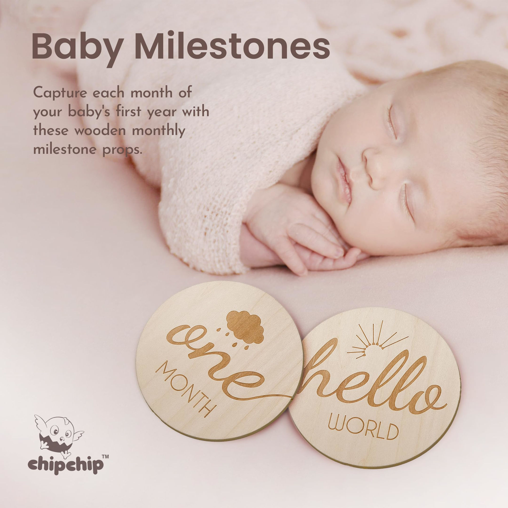 GetUSCart- Baby Monthly Milestone Wooden Circles, Hello World Newborn Sign, Month Baby Milestone ...