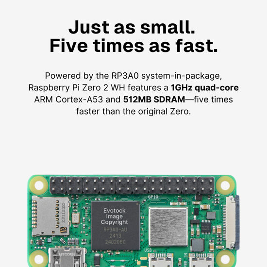 GetUSCart- Pi Zero 2 WH - Pre Soldered Header, Quad-Core 1GHz CPU ...