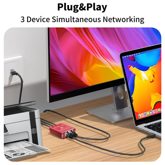 GetUSCart- Ethernet Splitter 1 to 3 High Speed 1000Mbps, Gigabit ...