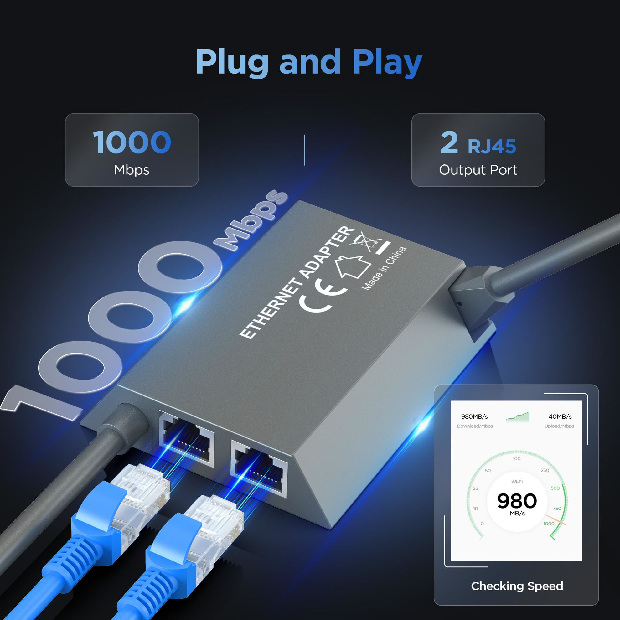 GetUSCart- Multi Ports Starlink Ethernet Adapter for Starlink Gen 2 ...