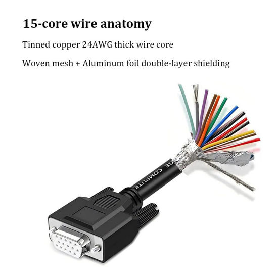 GetUSCart- Willwewon 10Ft 24AWG VGA Female RS232 15Pin Serial Extension Cable, HDB15 3 Row 15 ...