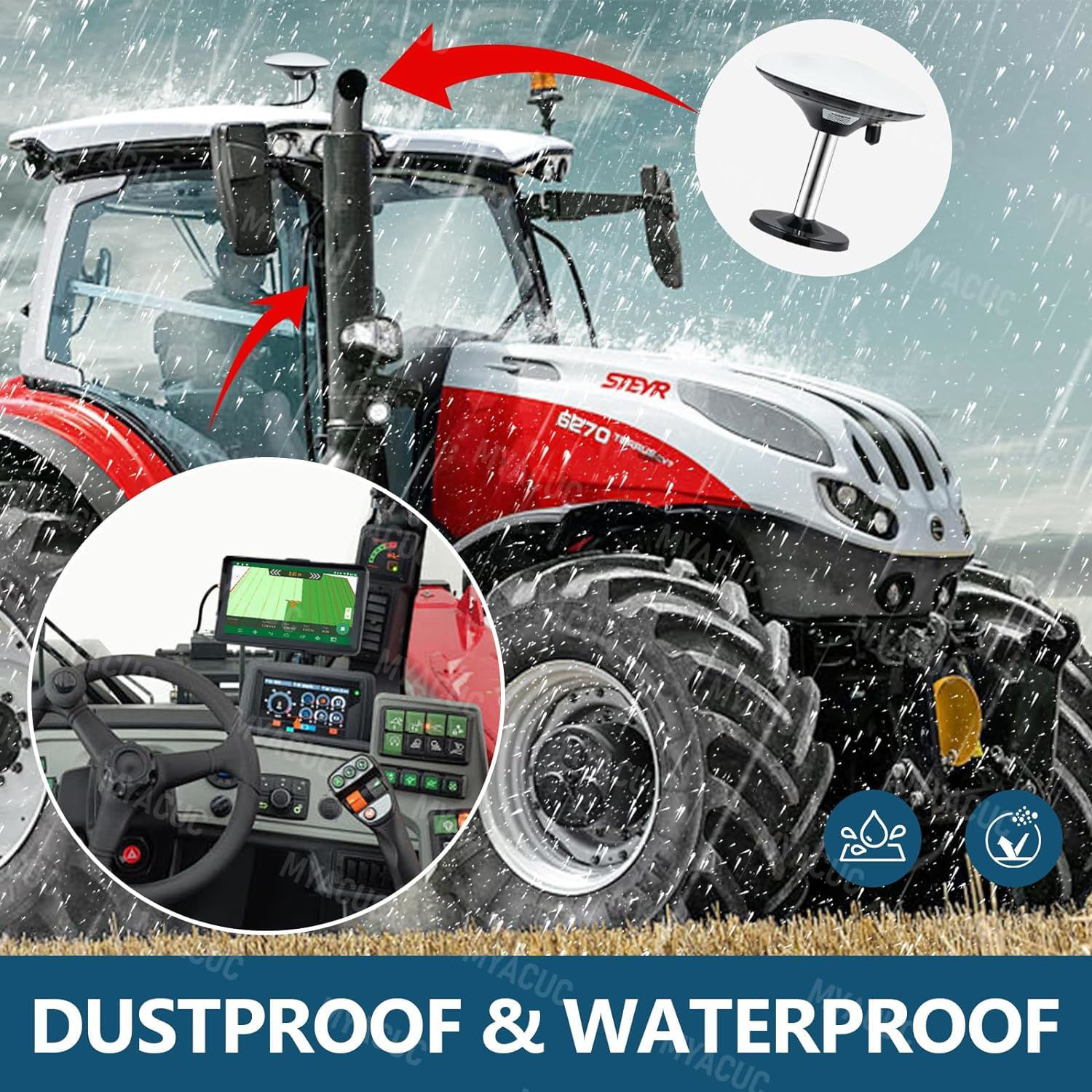 GetUSCart- MYACUC Tractor GPS Navigator 7" Touch Screen GNSS ...