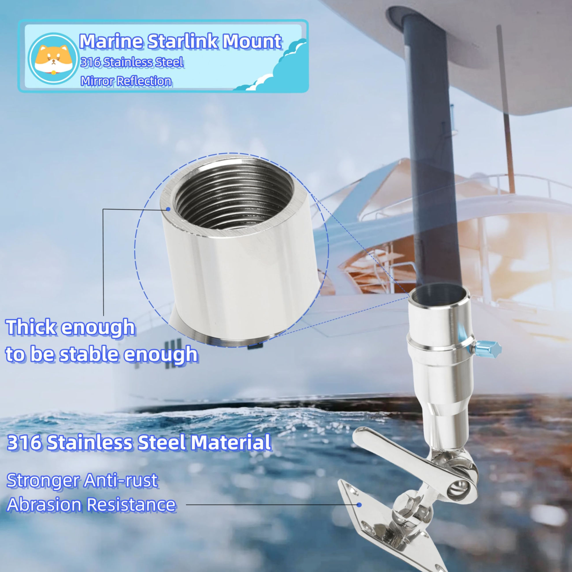 GetUSCart- Starlink Adjustable Stainless Steel Mount, Aspotify Starlink ...