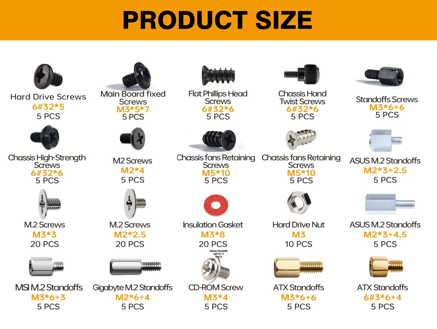 GetUSCart- 150PCS Computer PC Screws M.2 Standoff SSD Mounting Screws ...