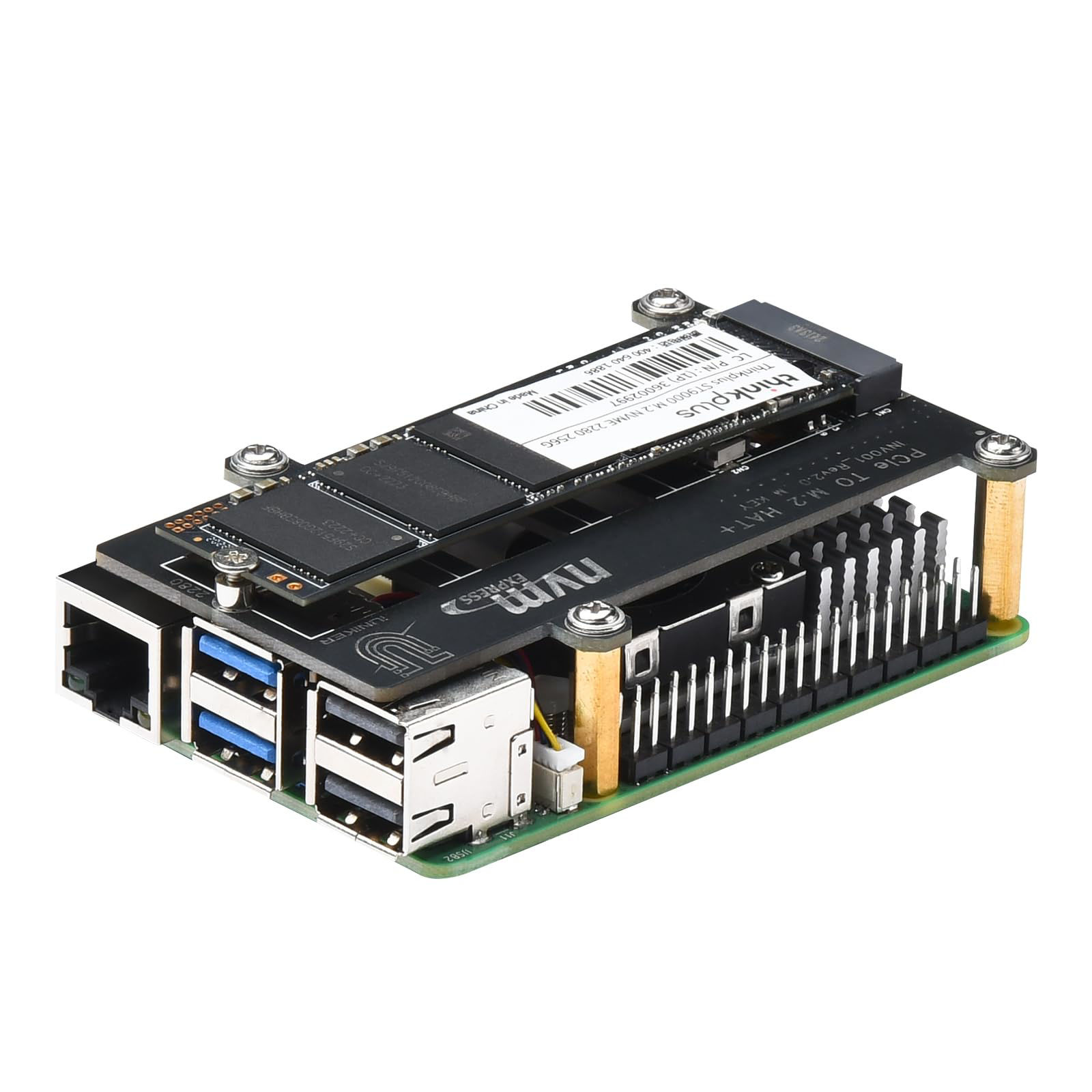 GetUSCart- iUniker PCIe M.2 HAT+ for Raspberry Pi 5, Pi 5 NVMe SSD PIP PCIe Peripheral Board ...