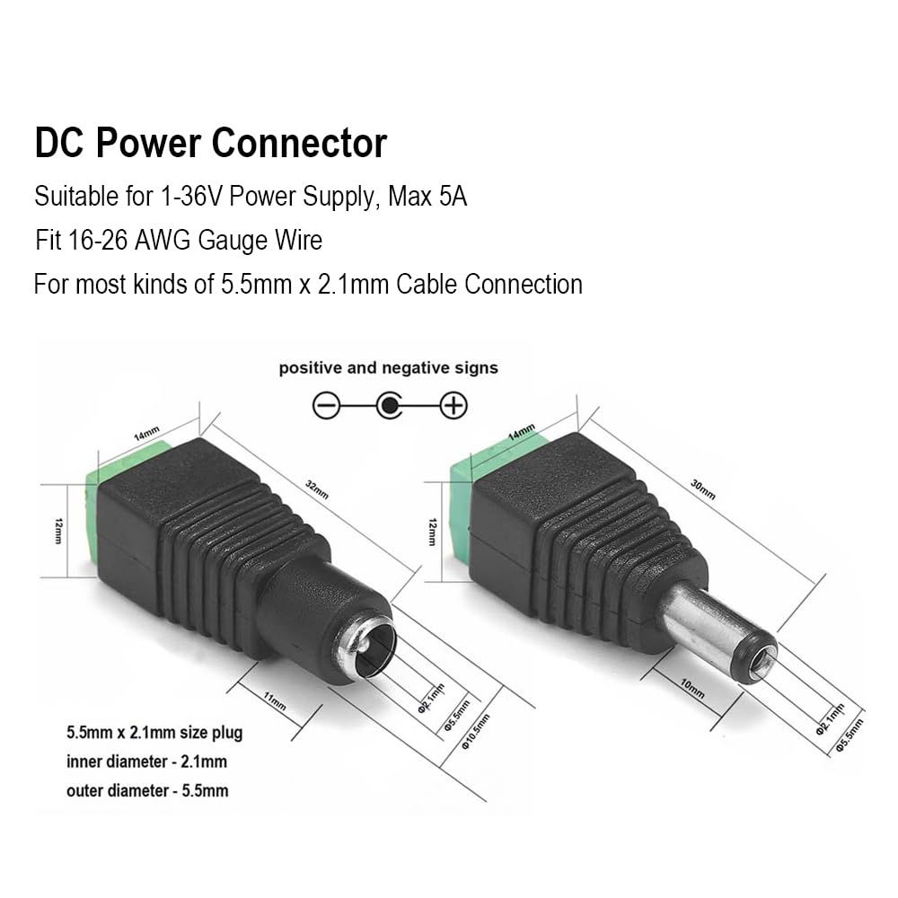 GetUSCart- AIMHDUTY DC Power Jack Plug Adapter Barrel Connector 20 ...