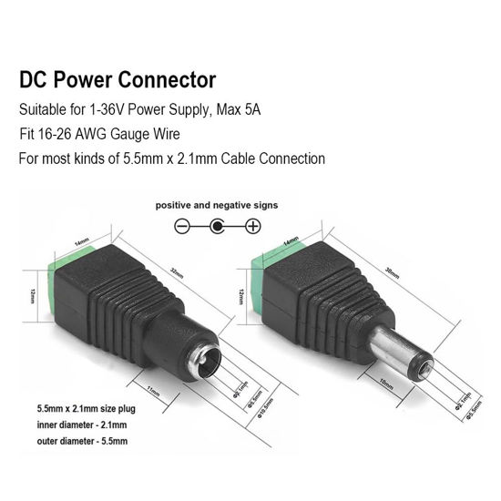 GetUSCart- AIMHDUTY DC Power Jack Plug Adapter Barrel Connector 20 ...