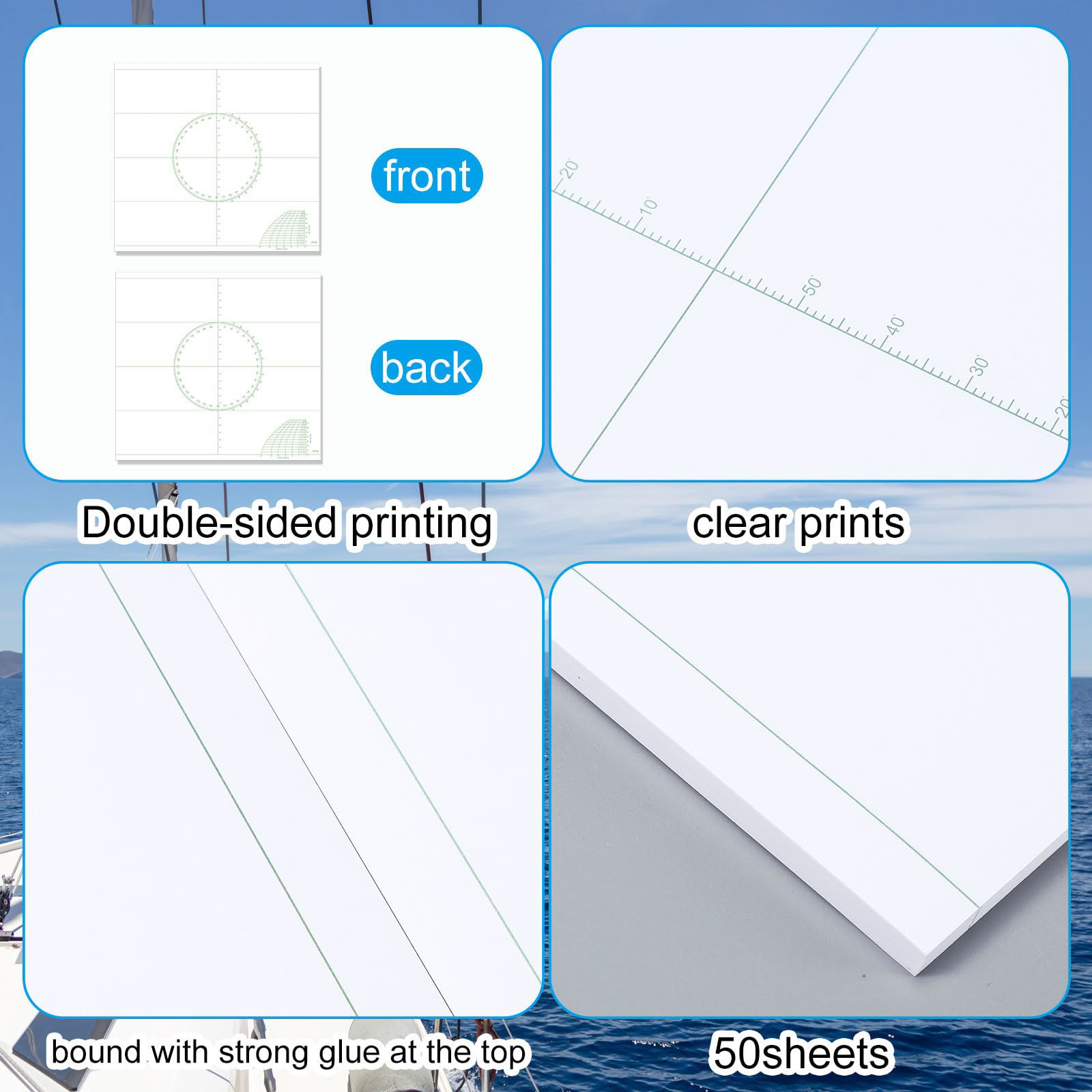 GetUSCart- Gilprop 50 Pcs Marine Navigation Universal Plotting Sheet 14 ...