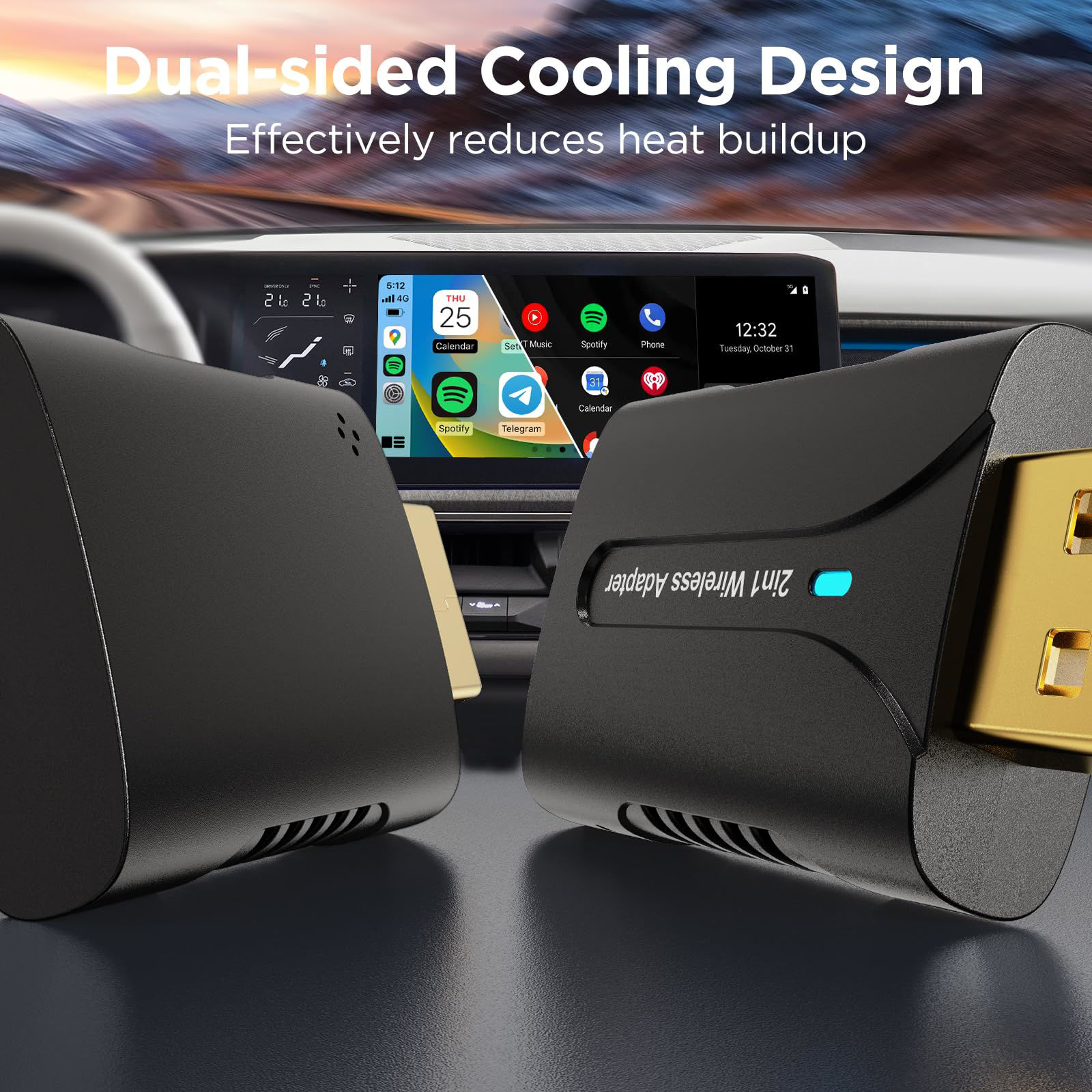 GetUSCart- DYUZO 2in1 CarPlay Android Auto Wireless Adapter, Mini Car ...