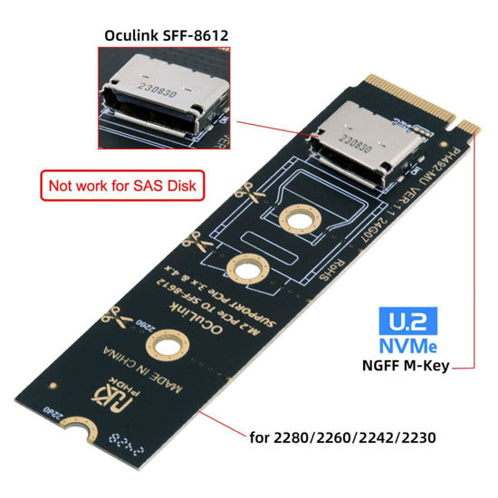 GetUSCart- chenyang Oculink SFF-8612 to PCI-E 4.0 NVME M.2 M-Key Host Adapter Support 2230/2242 ...