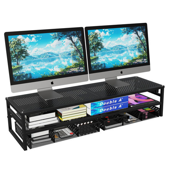 GetUSCart- Simple Trending 2 Tier Metal Monitor Stand Riser with USB 2. ...