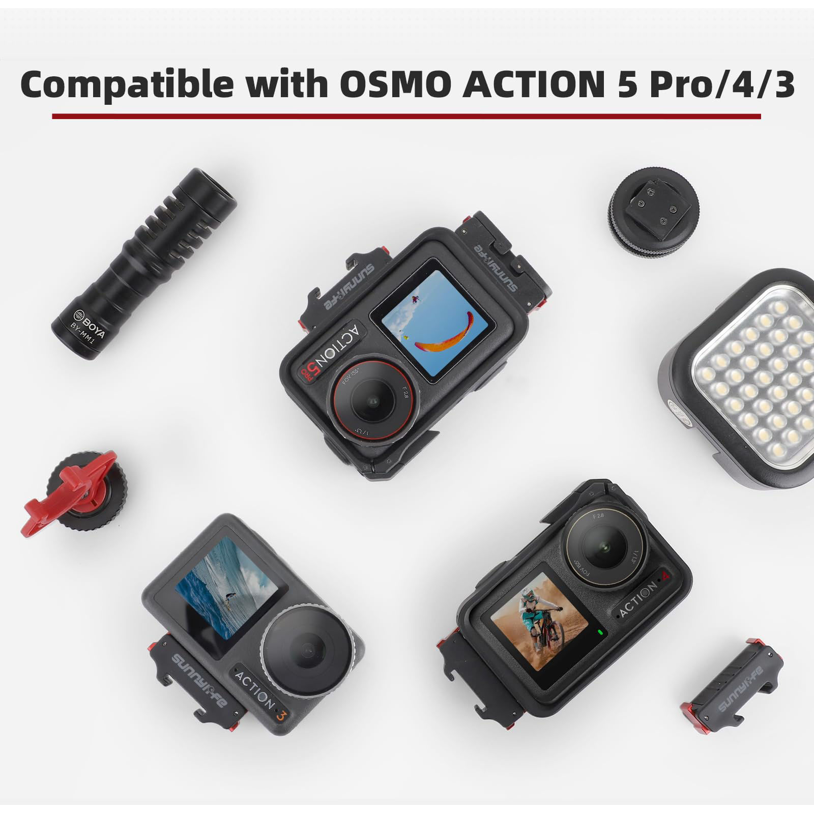 GetUSCart- Osmo Action Cold Shoe Expansion Kit, Osmo Action 5 Pro Accessories, Camera Magnetic ...