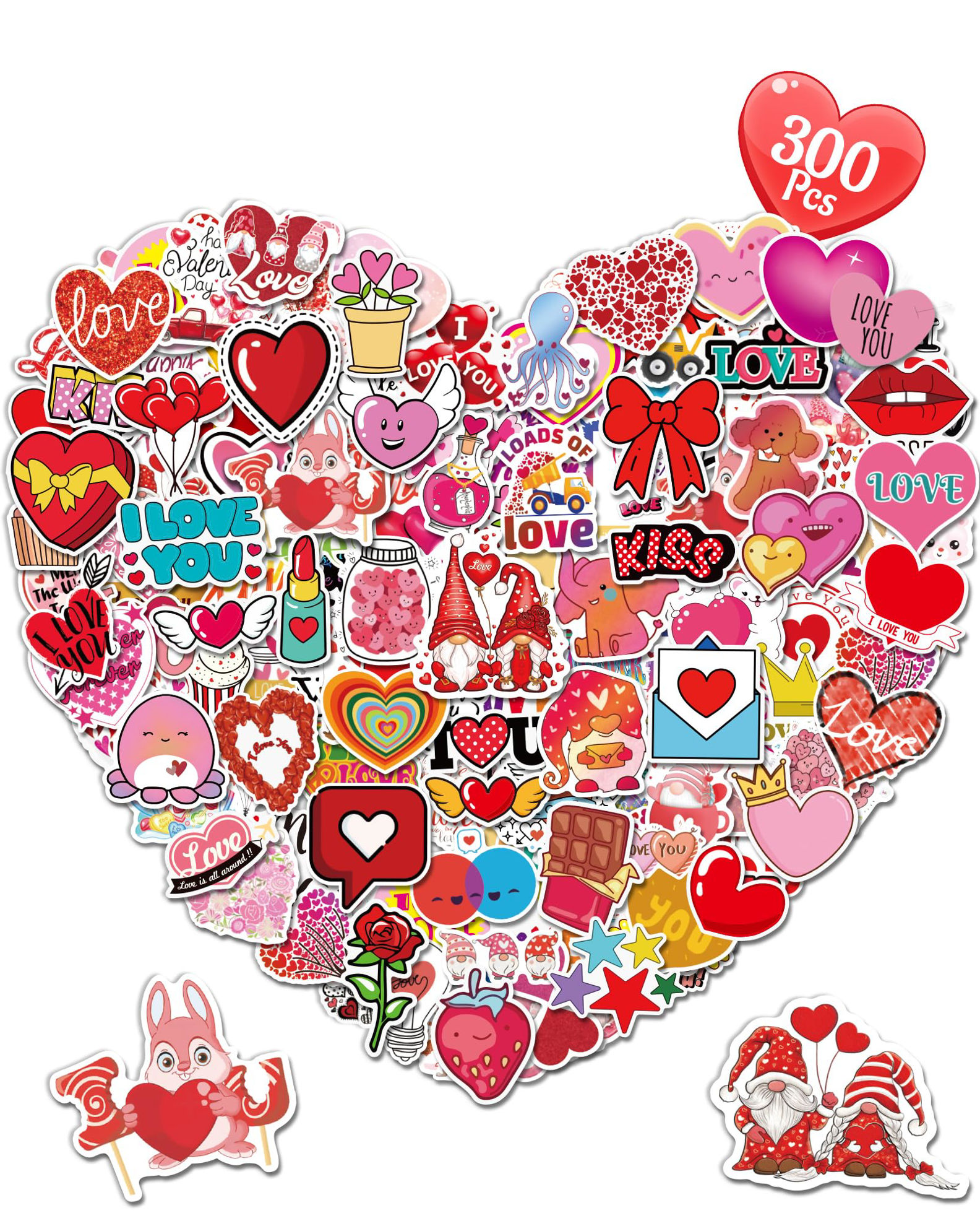 GetUSCart- 300 Pcs Valentines Day Stickers for Kids, Heart Stickers ...