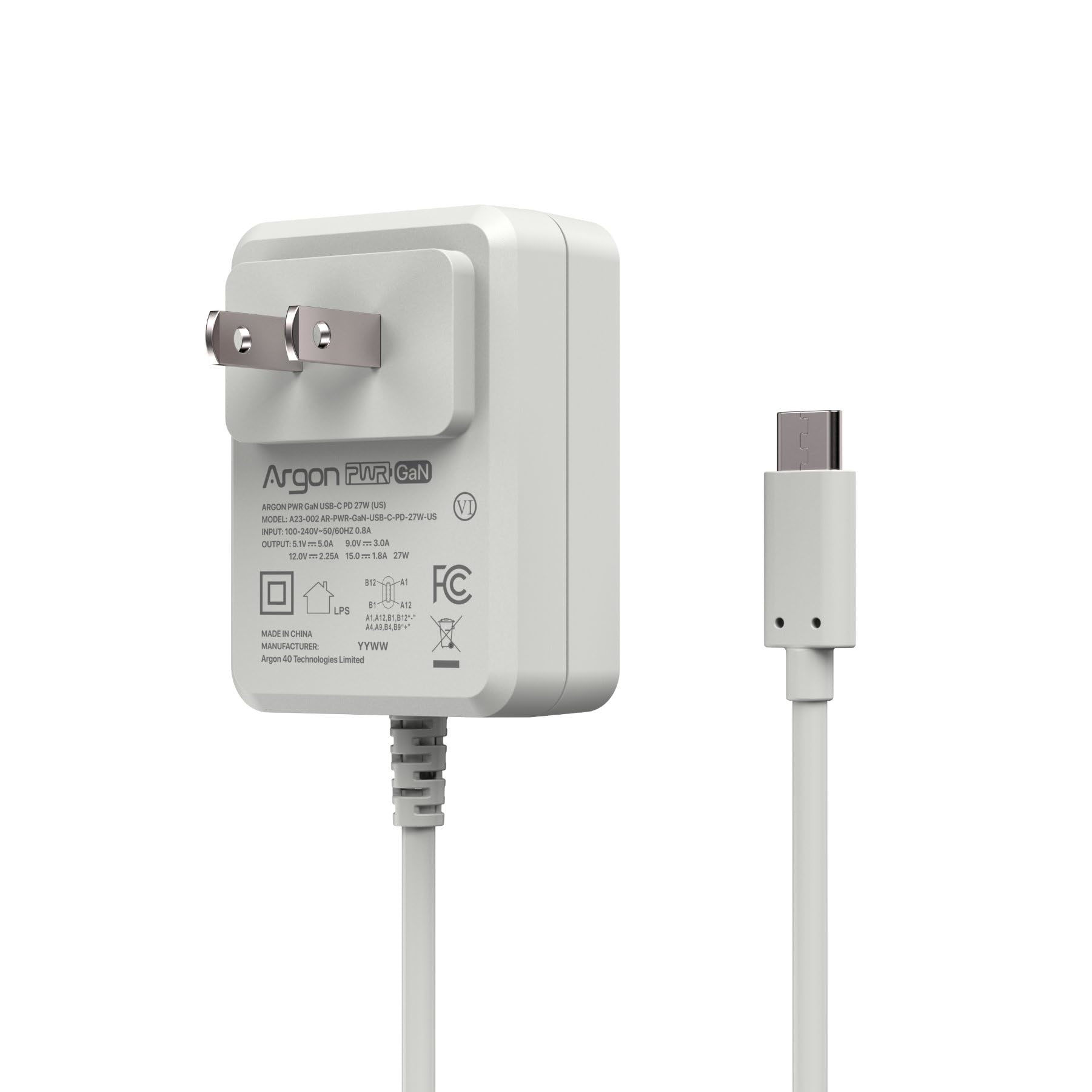 GetUSCart- Argon PWR GaN Raspberry Pi 5 Power Supply | USB C 27W PD ...