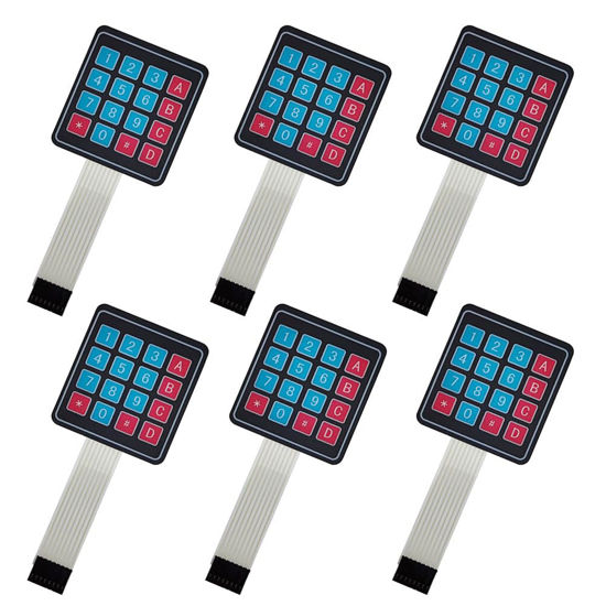 GetUSCart- Haldzemo 4x4 Keypad Matrix Array Membrane Switch 16 Key 8Pin 2.54mm Keyboard (6 Pack)