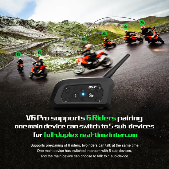 GetUSCart- EJEAS Motorcycle Helmet Bluetooth Headset V6 Pro, 2-Way ...
