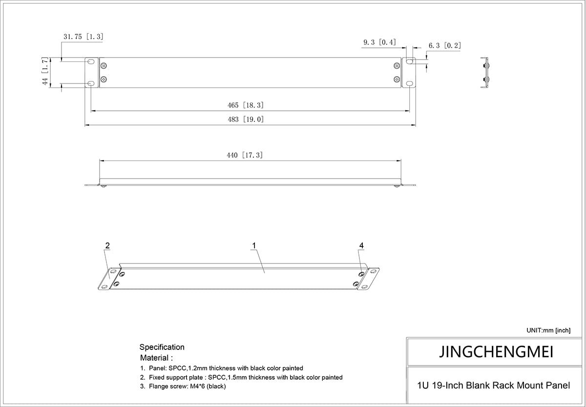 GetUSCart- Jingchengmei 1U Rack Mount Blank Panel for 19-inch Server ...