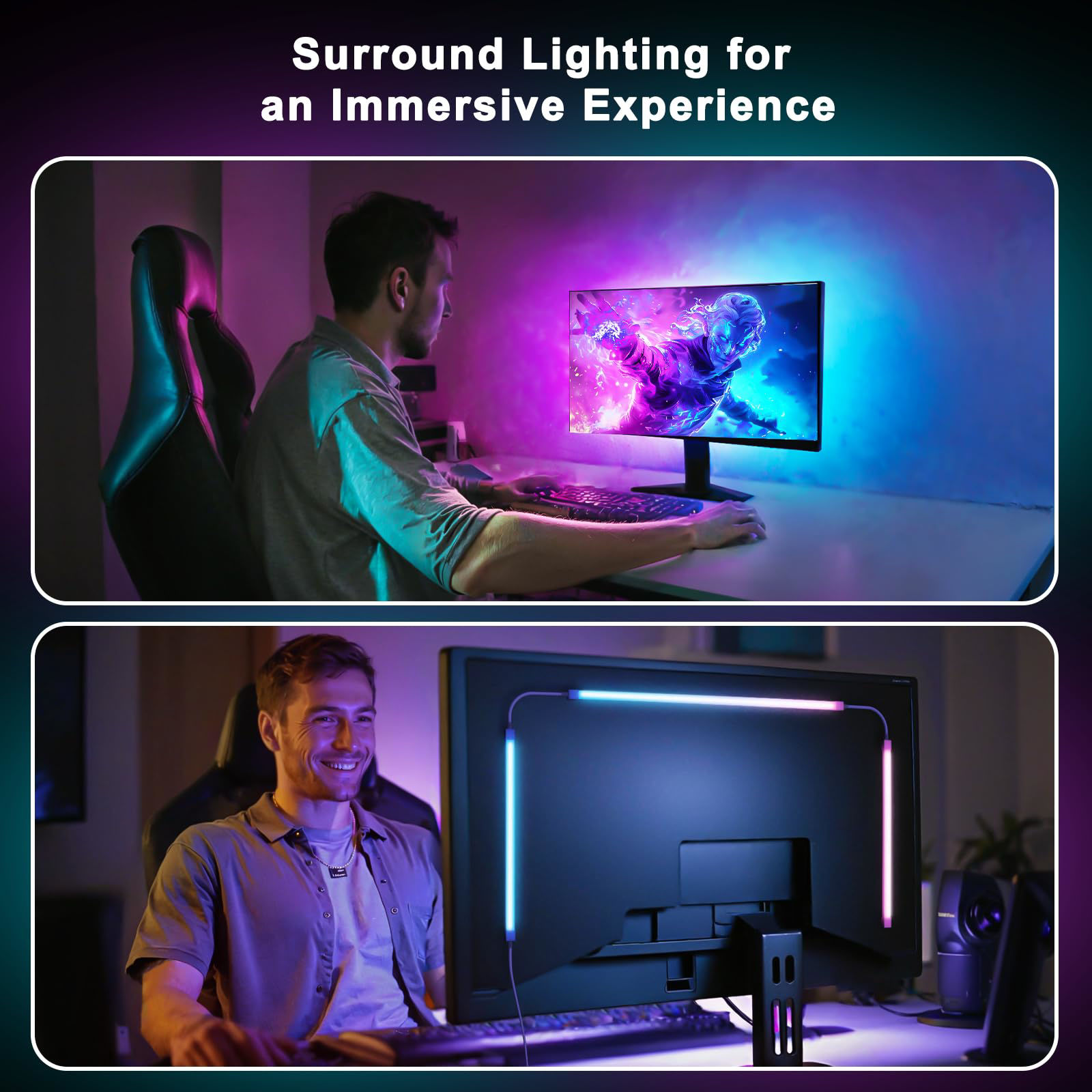 GetUSCart- BASON LIGHTING USB Monitor Backlight for 24 inch PC, LED Strip for Monitors, Gaming ...