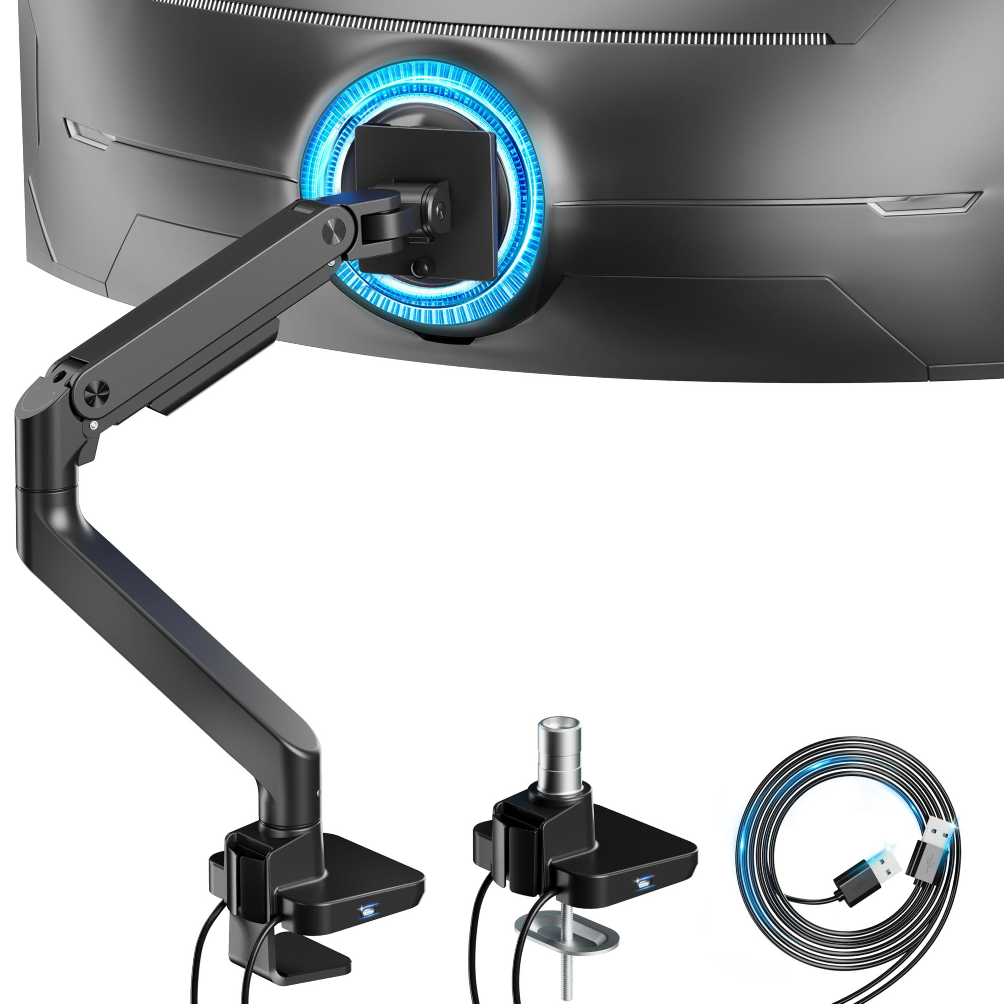 GetUSCart- ARES WING Single Monitor Mount with USB A/C, Ultrawide ...