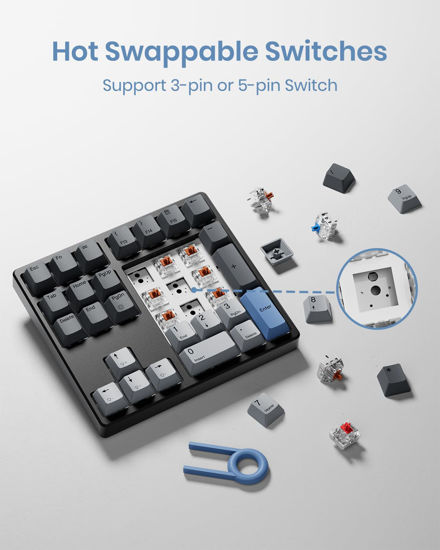 GetUSCart- FJÄDRAR Mechanical Number Pad, 34 Key Hot Swappable Numpad ...