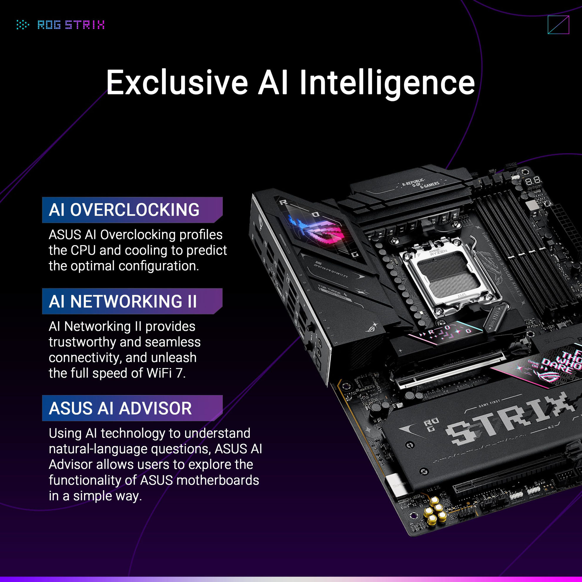GetUSCart- ASUS ROG Strix B850-E Gaming WiFi AMD AM5 B850 ATX Motherboard 16+2+2 Stages, Dynamic ...