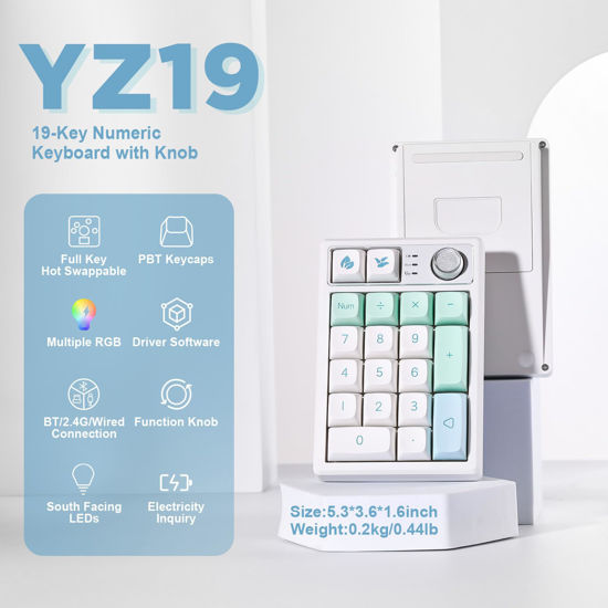 GetUSCart- YUNZII YZ19 Wireless Mechanical Number Pad,19 Keys Numeric ...