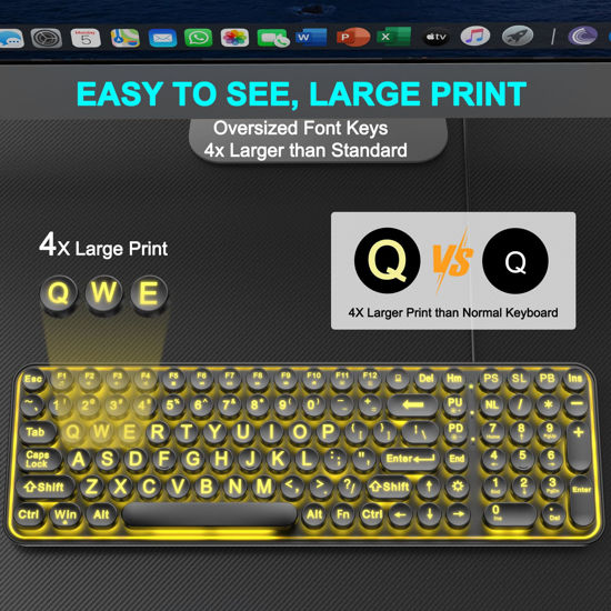 GetUSCart- QUASIO Large Print Backlit Keyboard, Wired USB Lighted ...