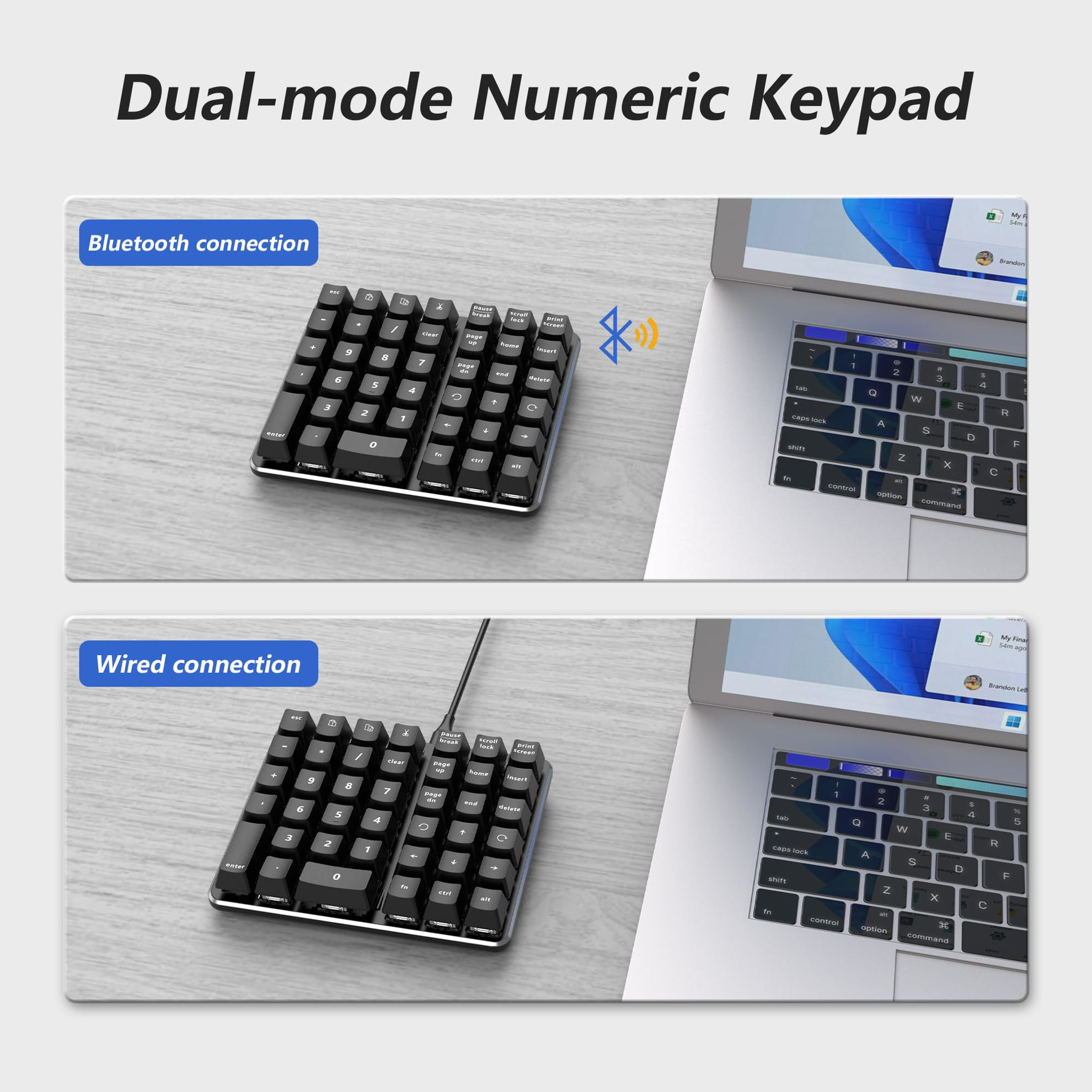 GetUSCart- SurnQiee Left-Handed Mechanical Numeric Keypad, Hot-Swap LED Backlit Number Pad, Dual ...