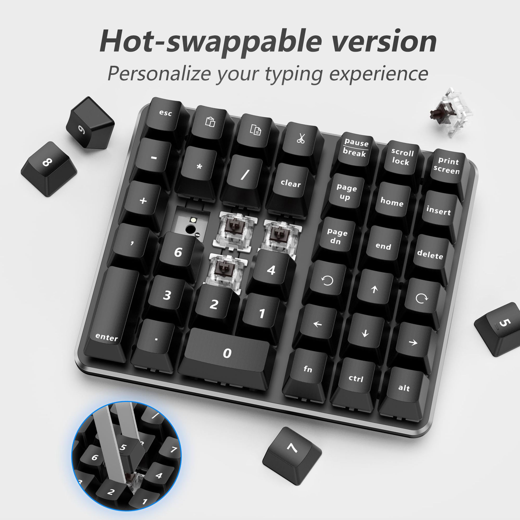 GetUSCart- SurnQiee Left-Handed Mechanical Numeric Keypad, Hot-Swap LED ...