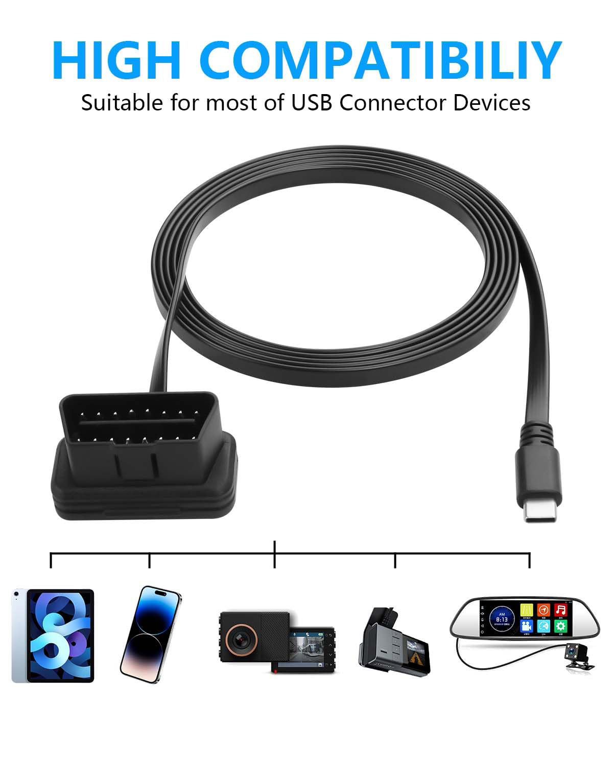GetUSCart- CERRXIAN OBD Power Cable Right Angle OBD2 to Type C Adapter ...