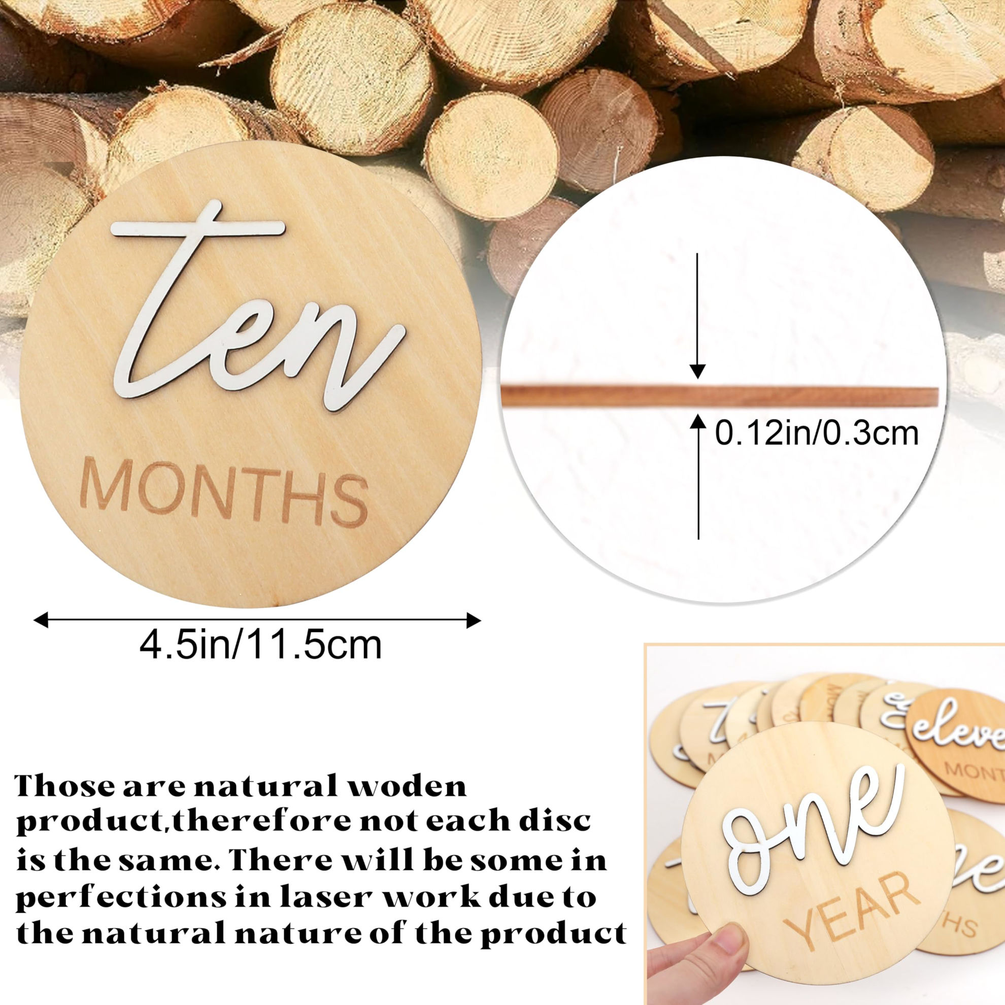 GetUSCart- Wooden Baby Monthly Milestone Markers - Engraved Baby ...