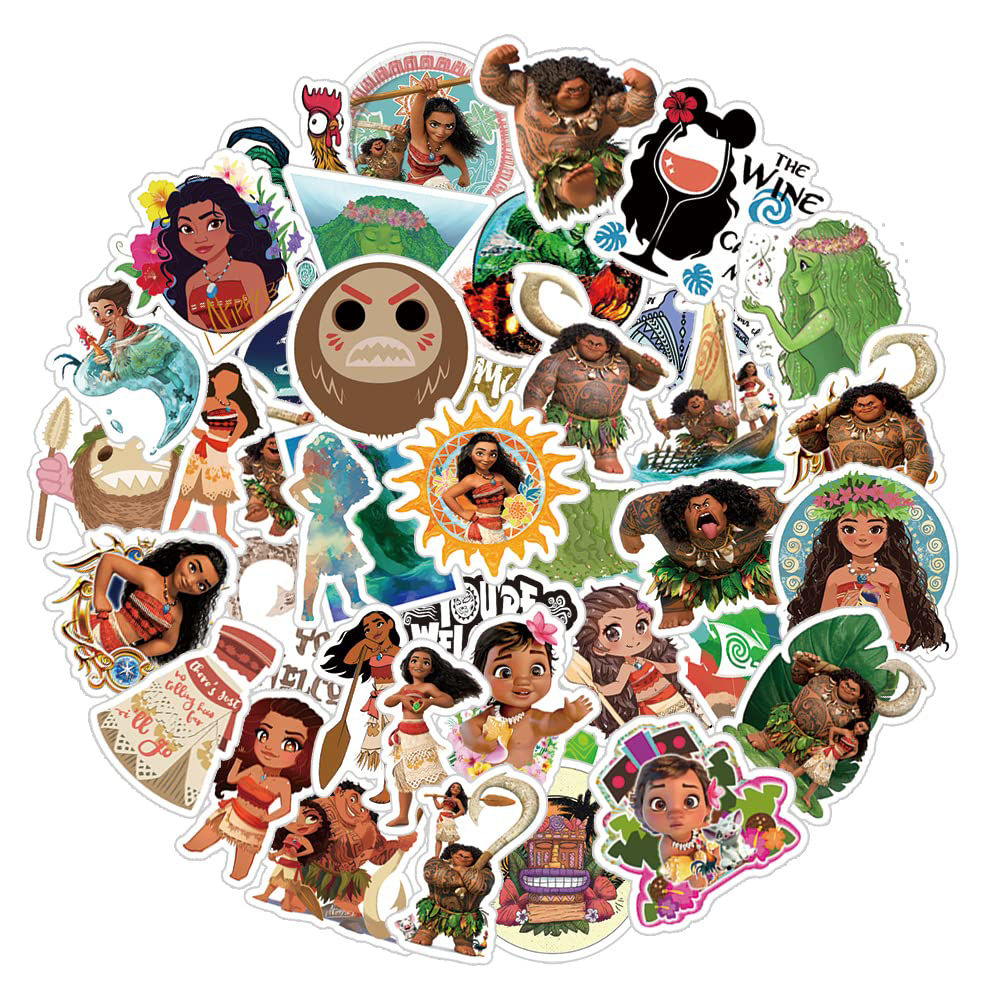 GetUSCart- 52Pcs Moana Stickers，Cartoon Aesthetic Vinyl Waterproof ...