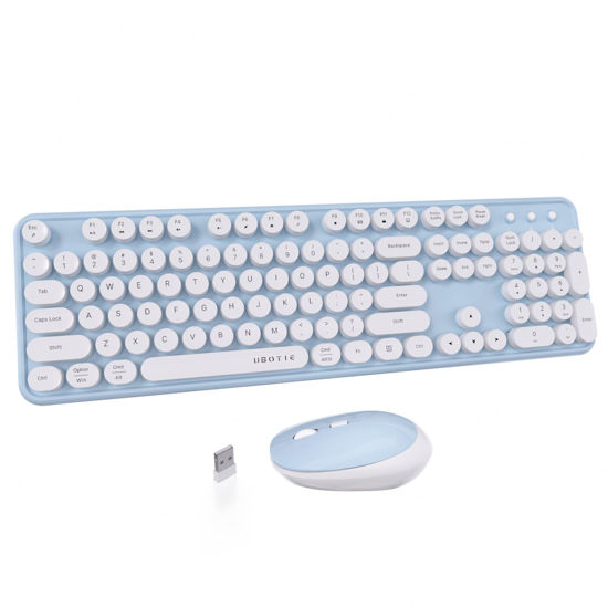 Getuscart Ubotie Colorful Computer Wireless Keyboard Mouse Combos Typewriter Flexible Keys