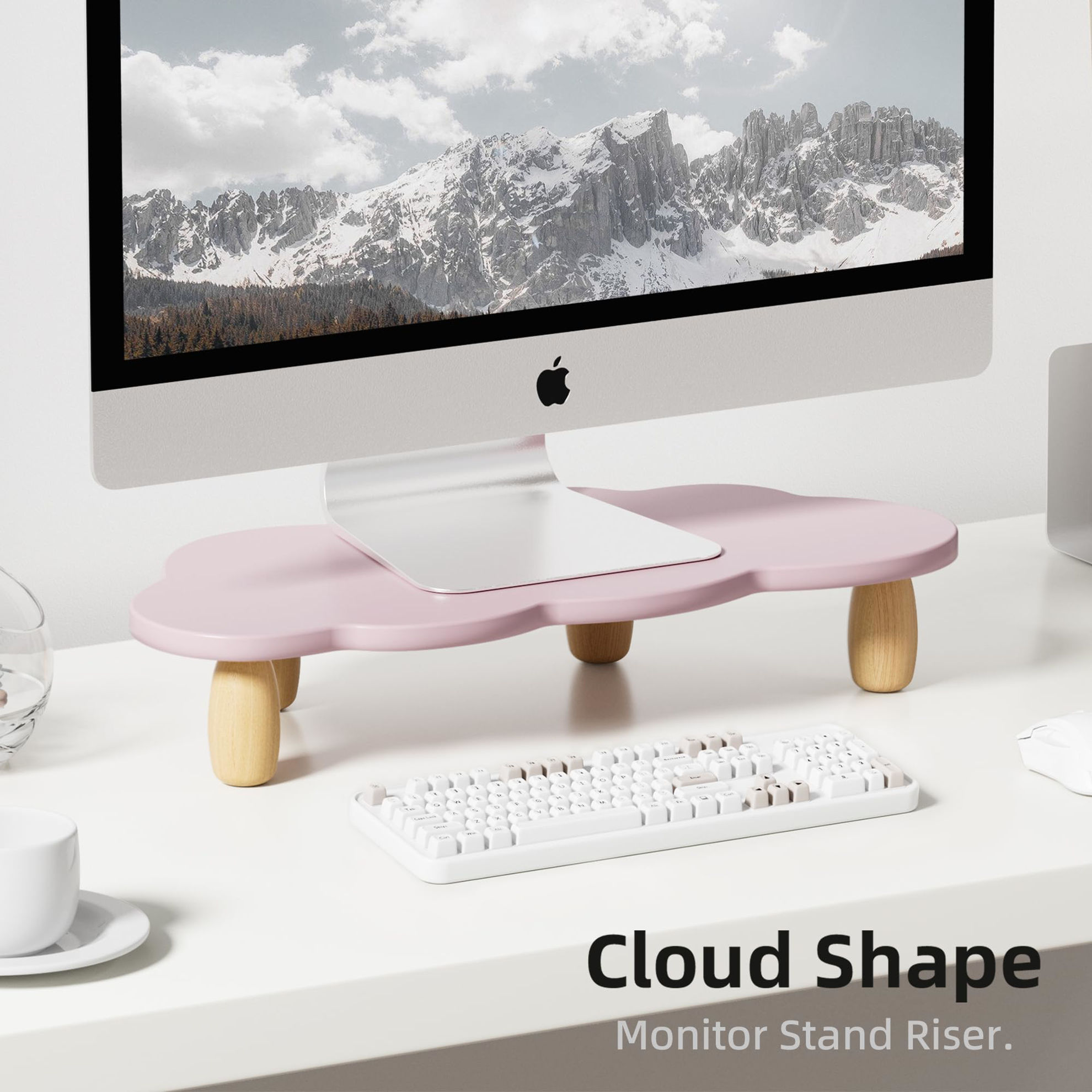 GetUSCart- AFOOYO Monitor Stand Riser,Cloud-Shaped Sturdy Wood Computer ...