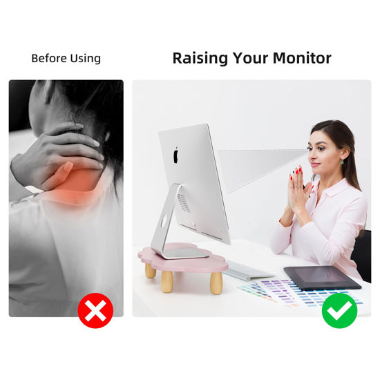 GetUSCart- AFOOYO Monitor Stand Riser,Cloud-Shaped Sturdy Wood Computer ...