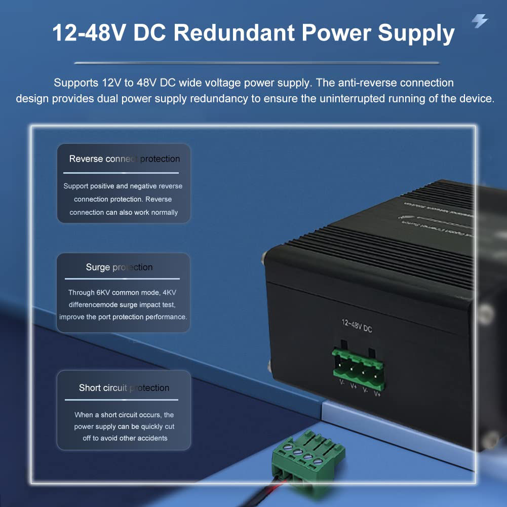 GetUSCart- Mini Industrial Switch 10 Ports Gigabit Switch Hardened 10 Port RJ45 10/100/1000Mbps ...