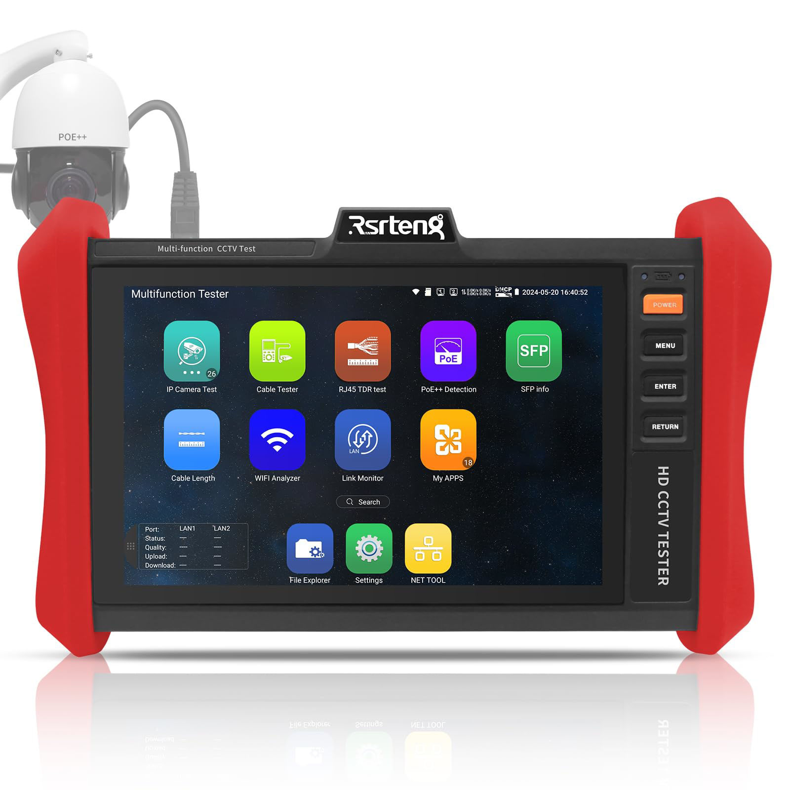 GetUSCart- Rsrteng CCTV Tester 4K 12MP IP Camera Tester POE++ Max 90W ...