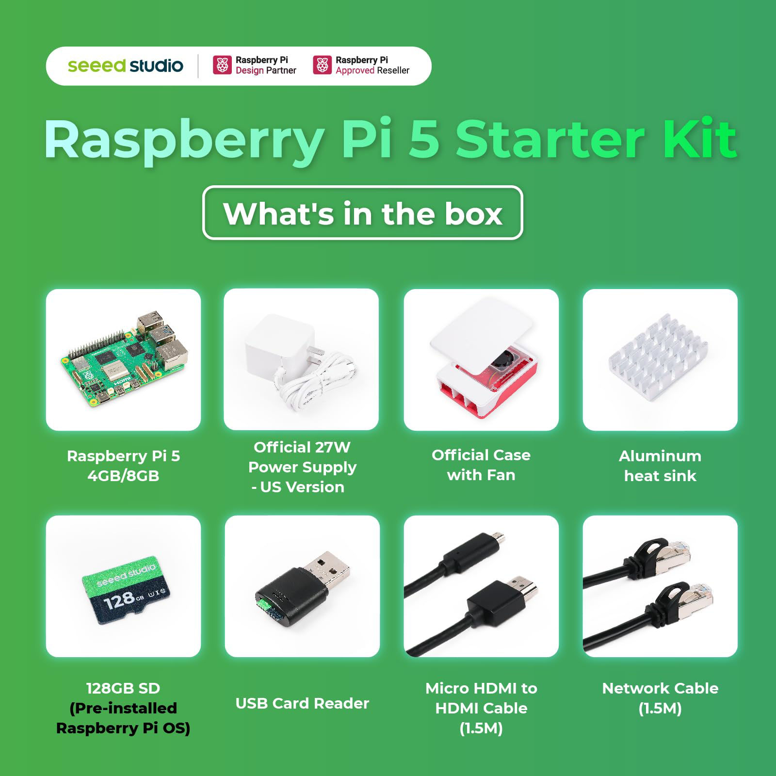 GetUSCart- Seeed Studio Raspberry Pi 5 Starter Kit - 8GB RAM, Official Pi 5 case with Active ...