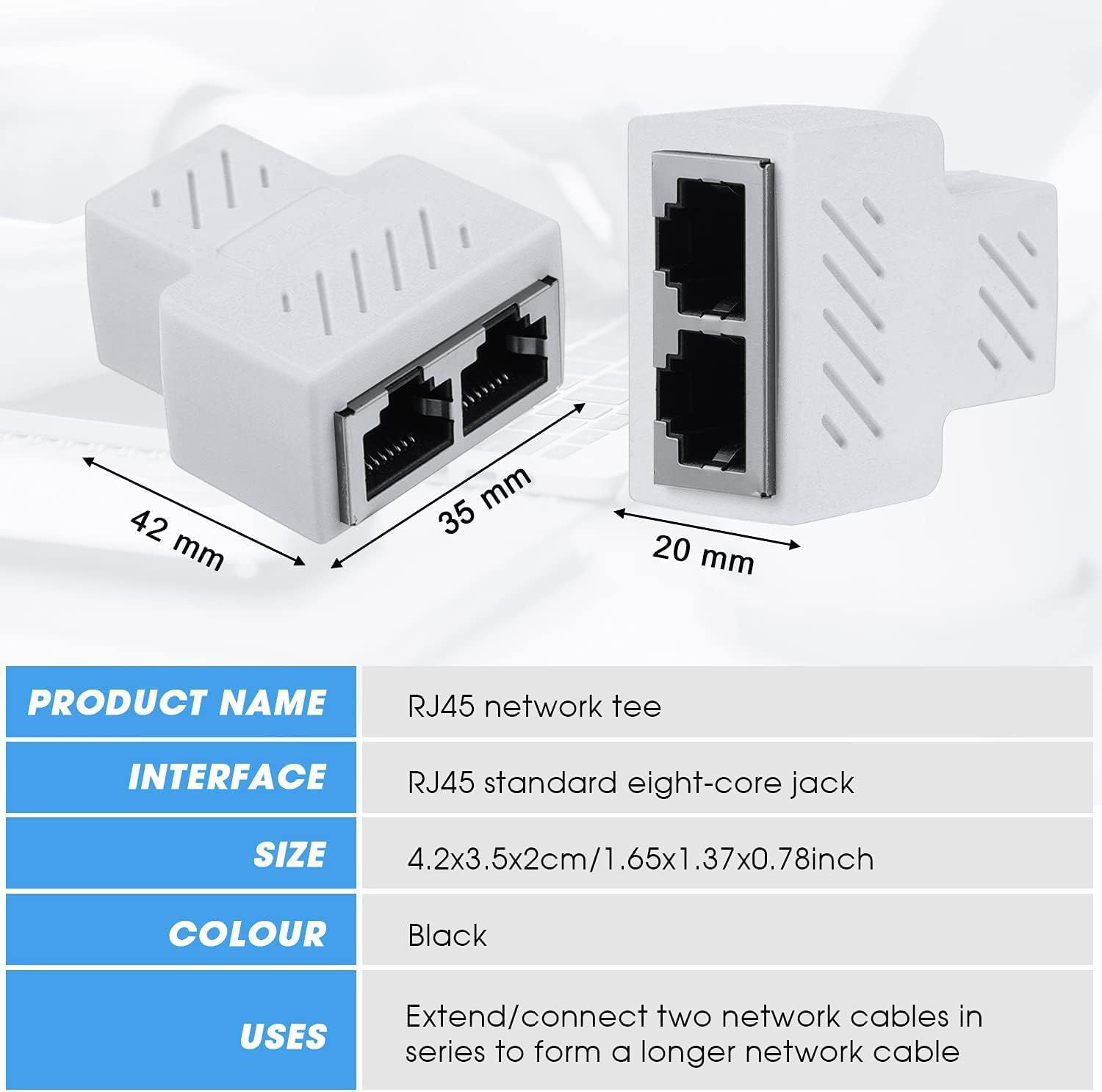 GetUSCart- VizGiz 2 Pack RJ45 Splitter 1 to 2 Port T Adapter Female ...