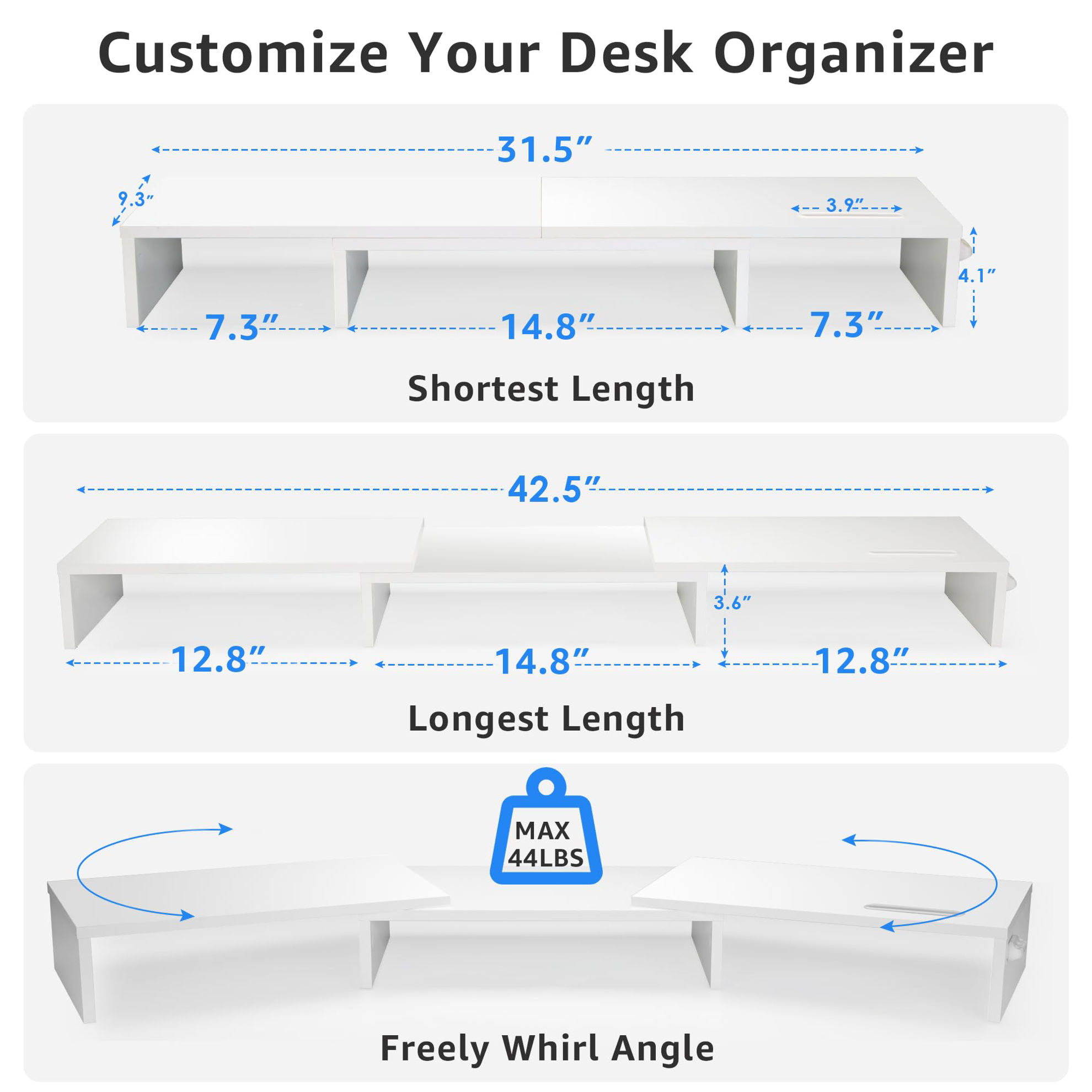 GetUSCart- La Jaco Dual Monitor Stand Riser for 2 Monitors, Monitor ...