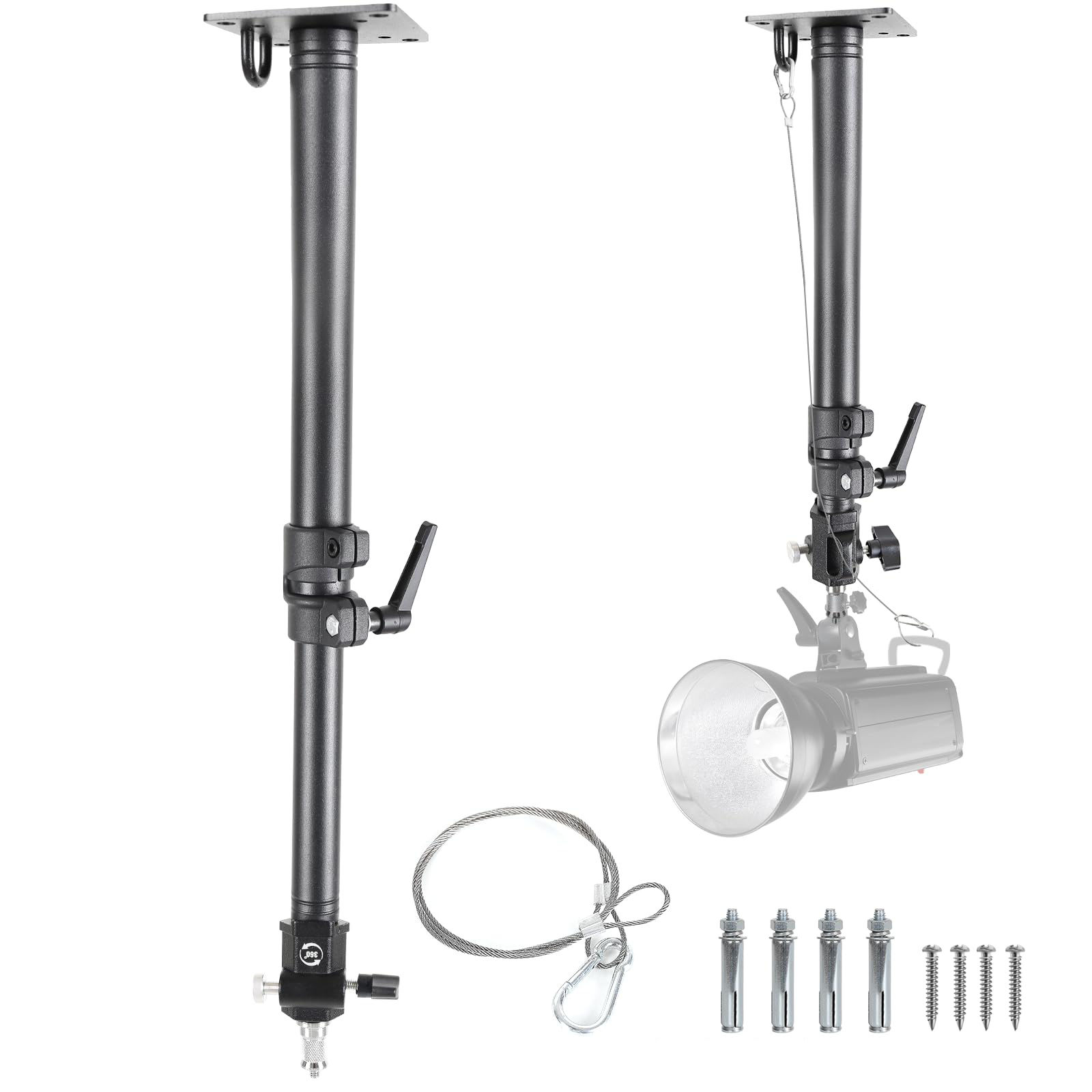 GetUSCart- Photography Studio Ceiling Camera Mount 360° Rotation Wall Ceiling Light Mount Boom ...