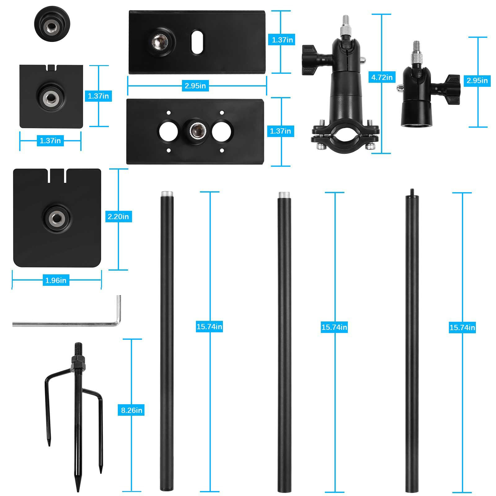 GetUSCart- Koroao 31.49 or 47.24 inch Ground Stake Mount Stand with Solar Panel Mount for Ring ...
