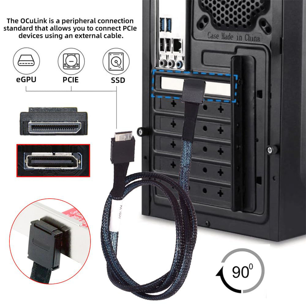 GetUSCart- xiwai Down Angled 90 Degree Connector Dual Shield OcuLink ...